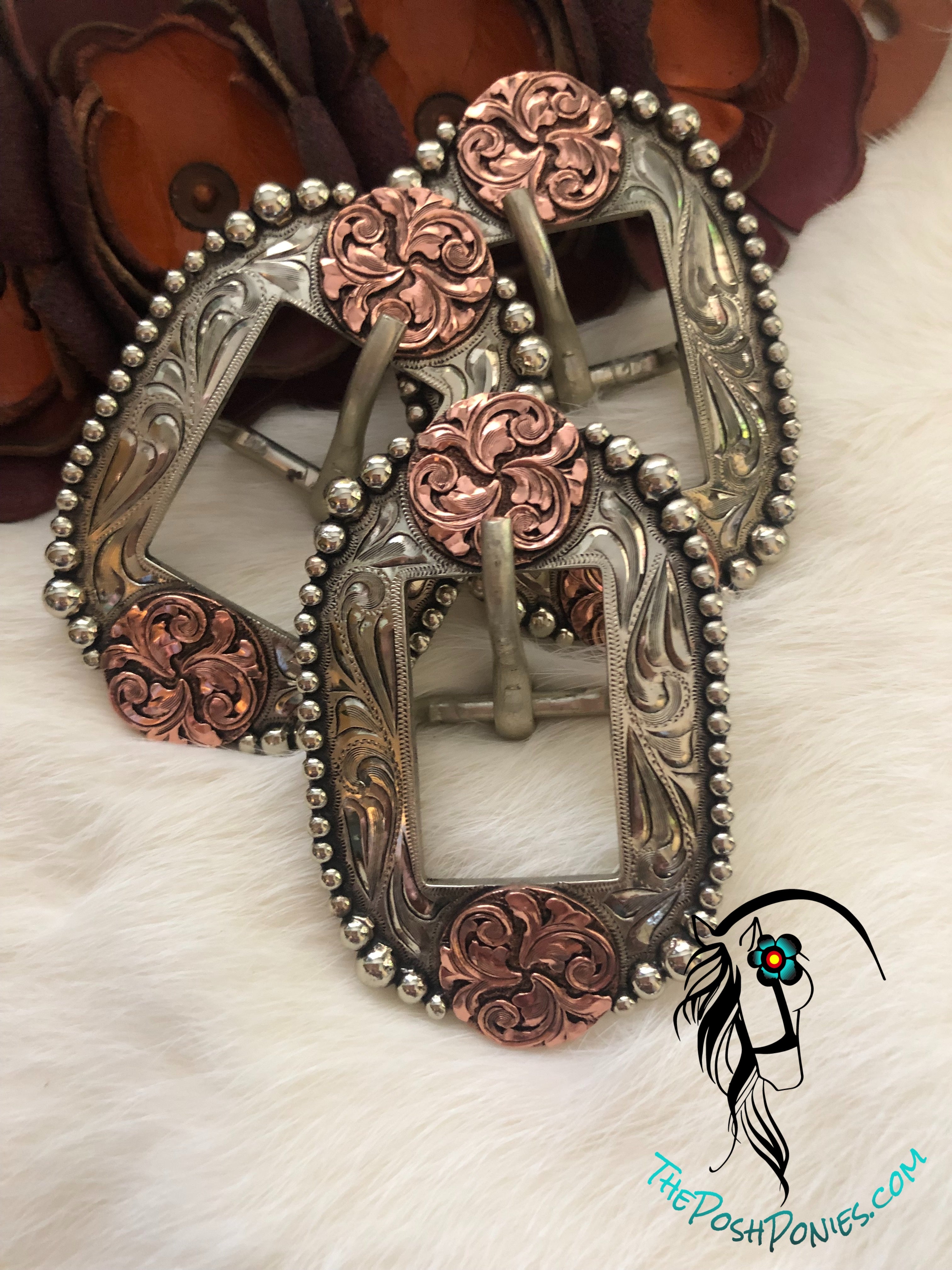 Handmade Copper Filagree on Nickel 3/4" Cart Buckle-each sold separate ...