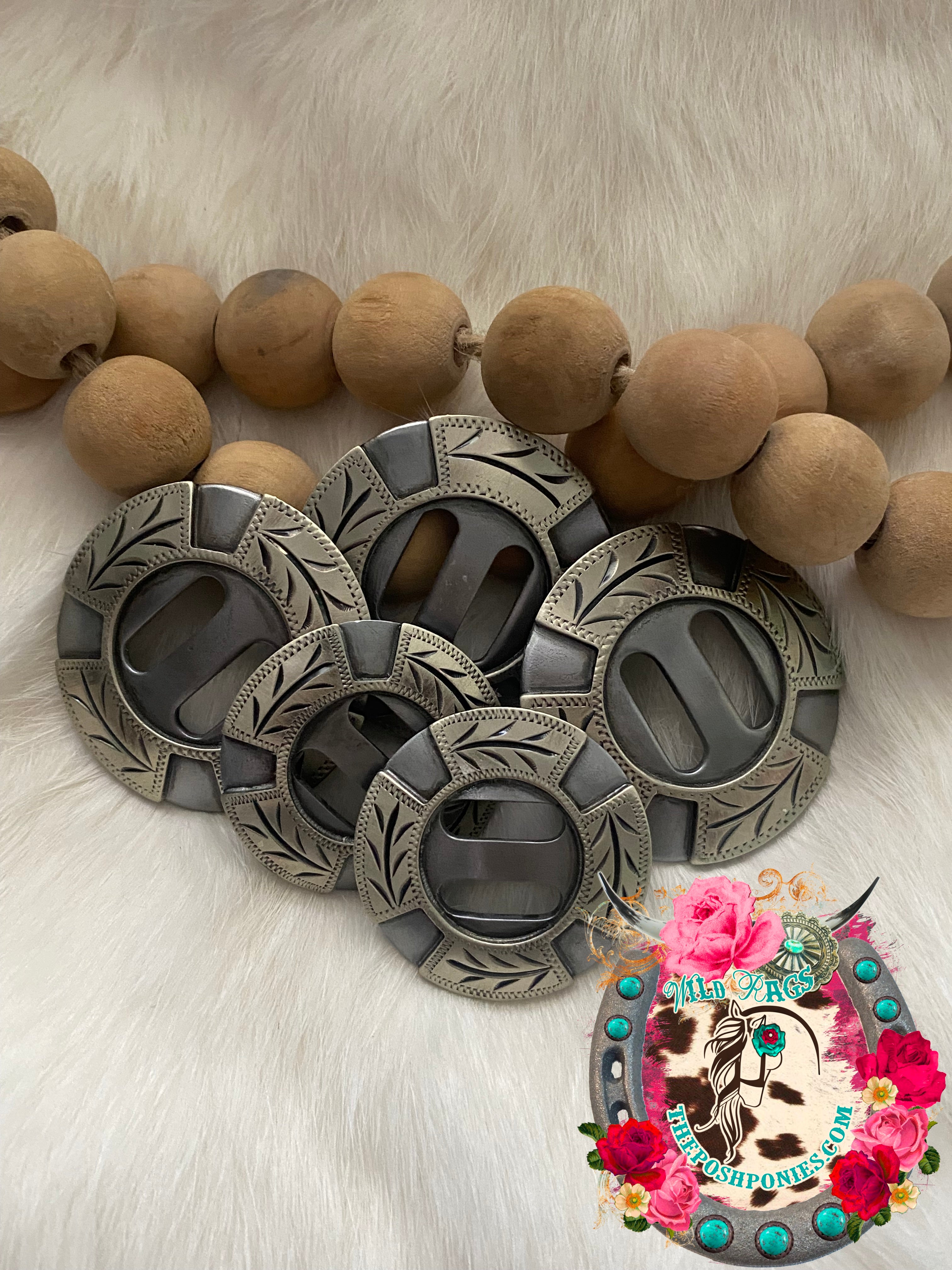 Handmade Slotted Feather Slotted Concho Collection - 1.25" & 1.5" Each ...