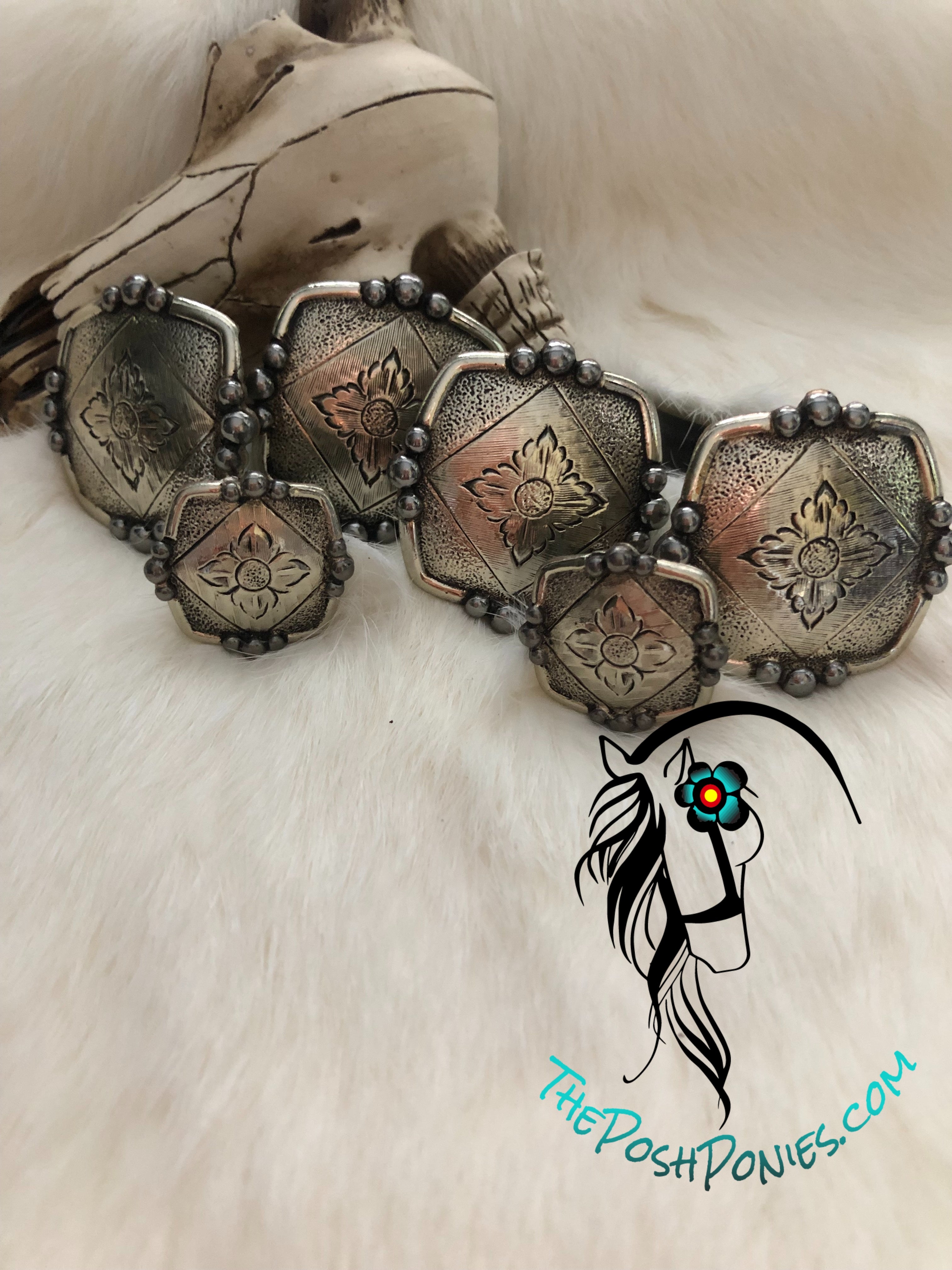 Handmade Traditional Hand Engraved Saddle Concho Set – ThePoshPonies