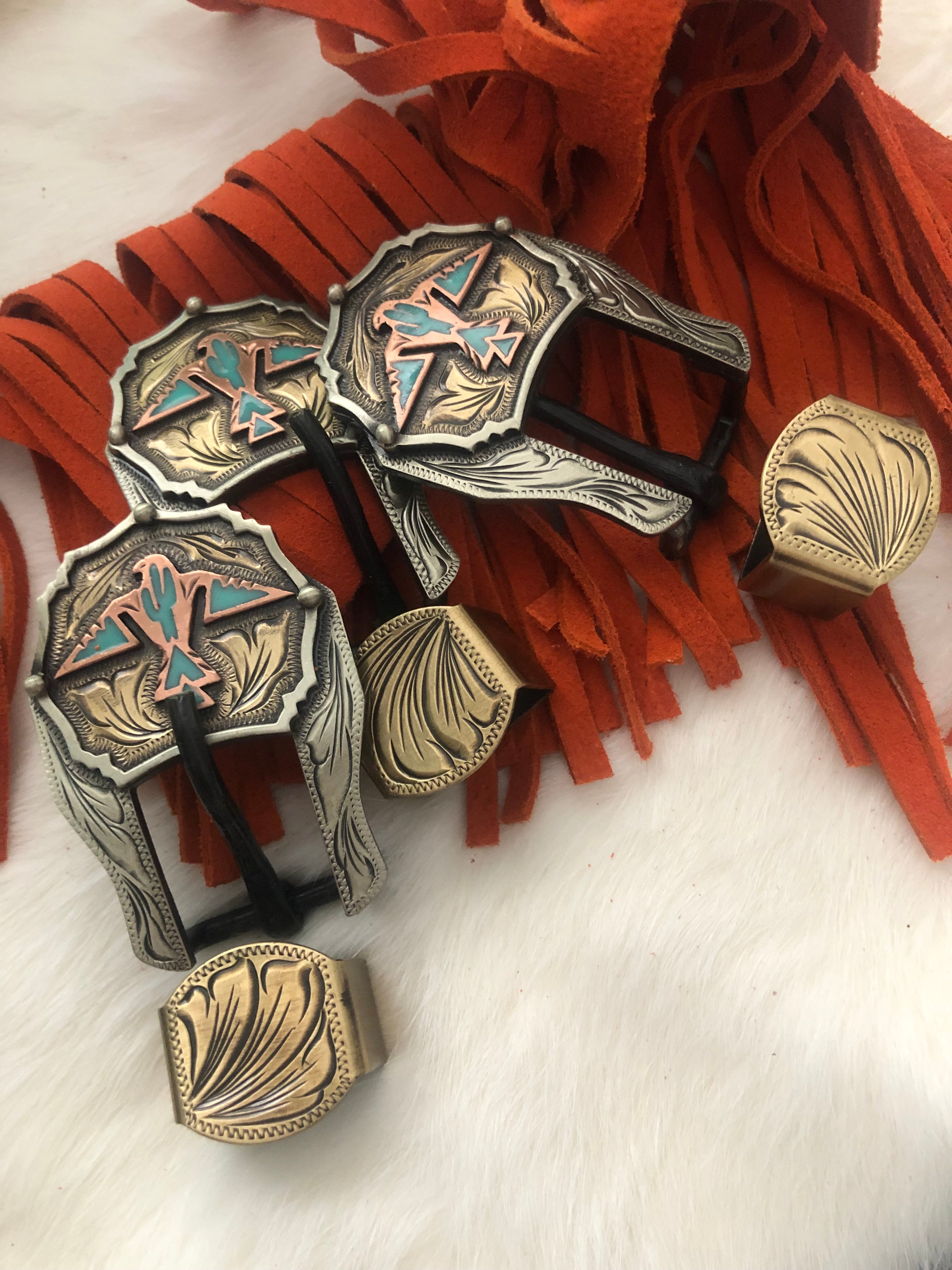 Handmade Thunderbird 3/4" Buckle/Keeper Set Matte Metal Finish-each ...