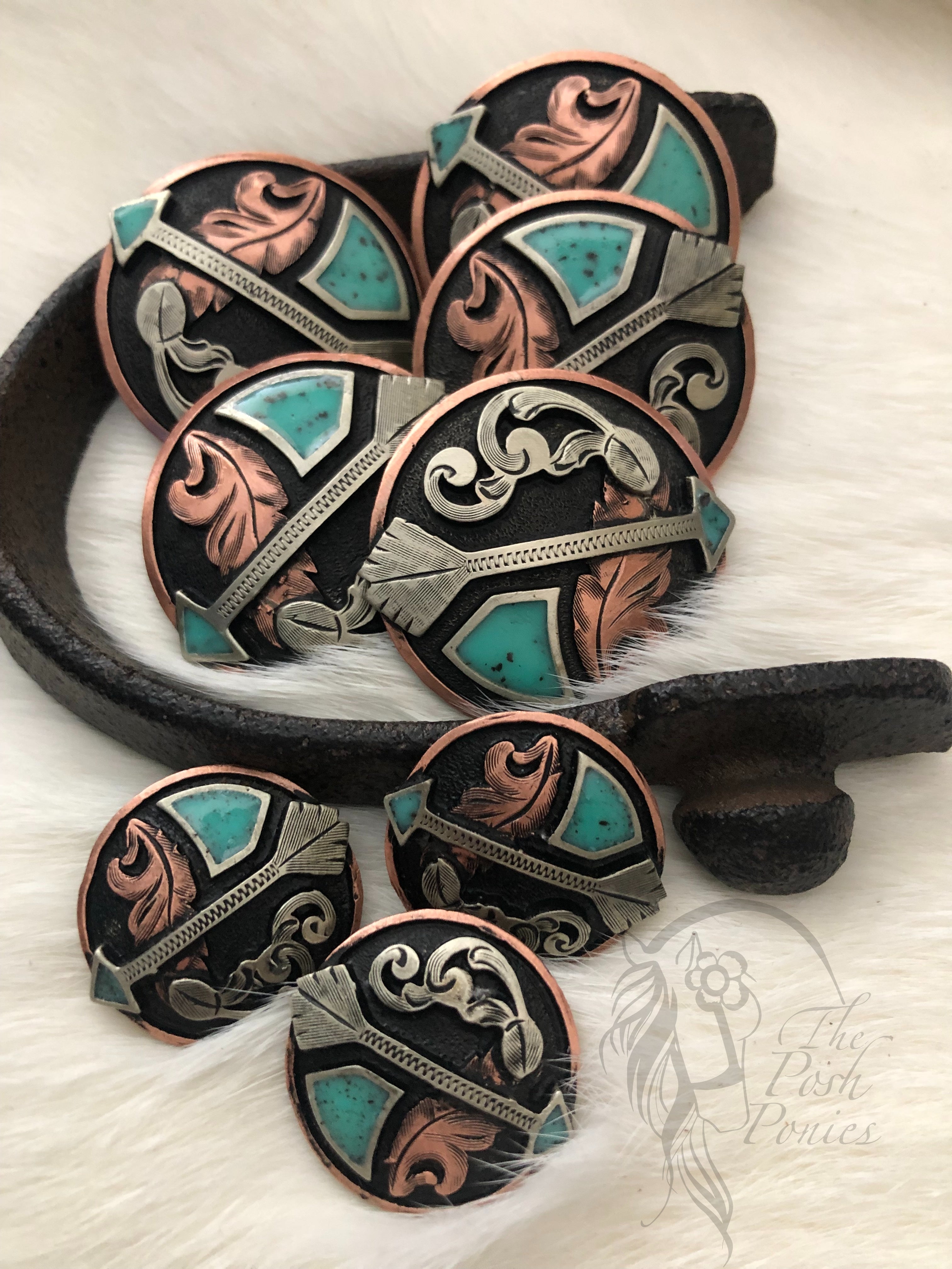 Handmade Round Arrow Chicago Back Conchos 3 sizes in stock, 1", 1.25 ...