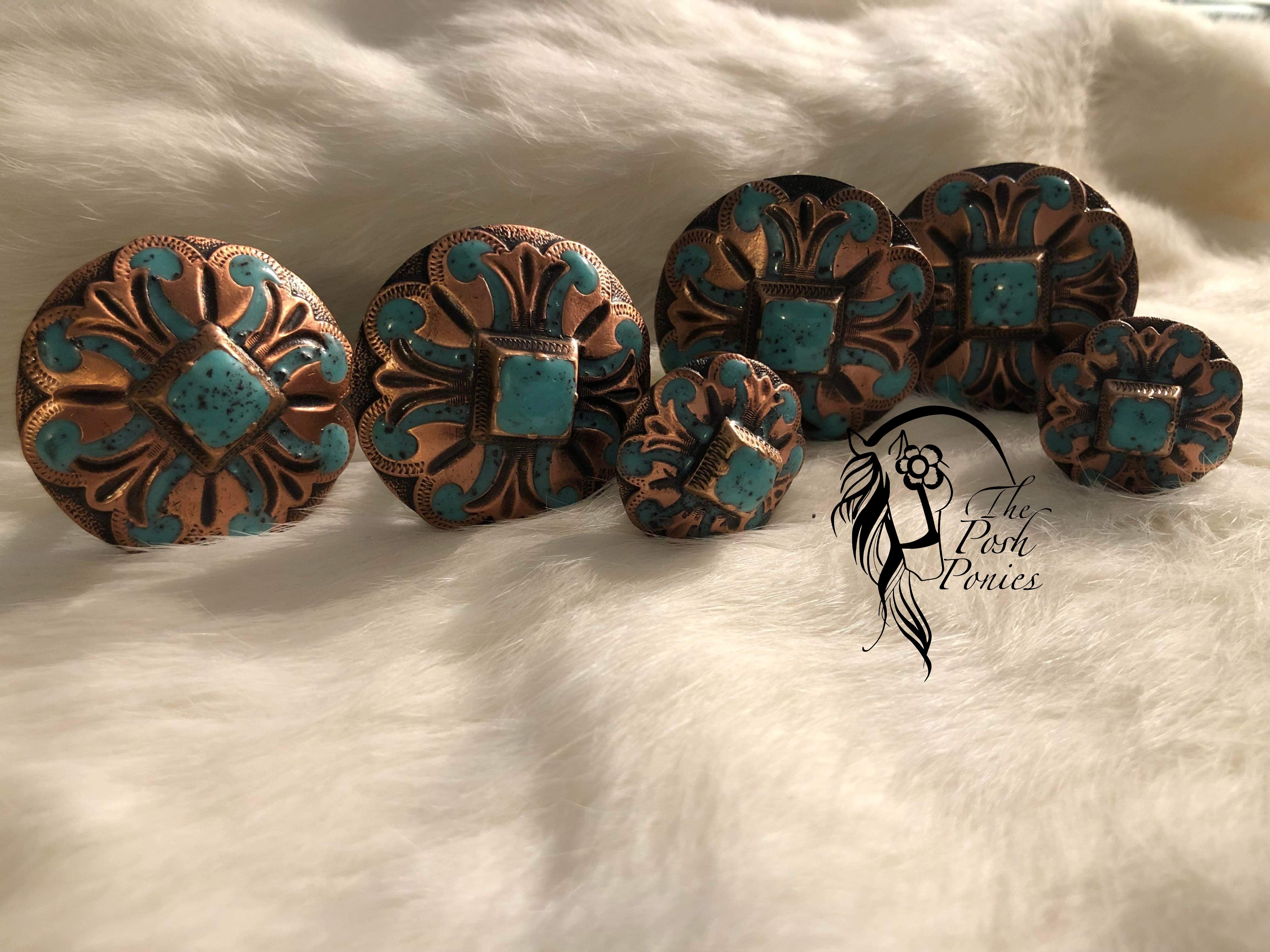 Handmade Antique Turquoise Saddle Concho set – ThePoshPonies
